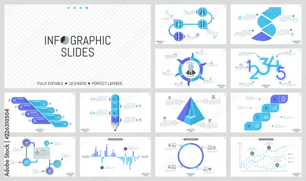 Big set of minimal infographic design templates. Graphs, workflow and ...