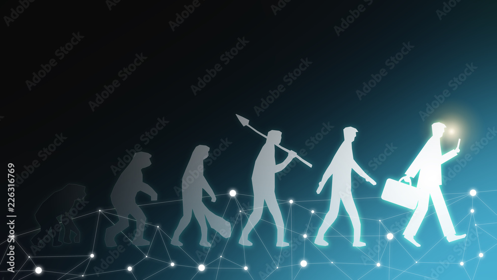 Ilustrace Future evolution change of human resources employee work ...