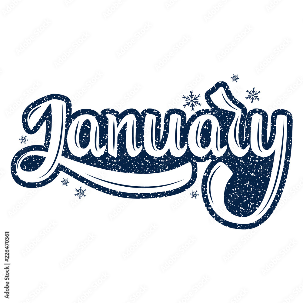 January. Name of the month. Handwritten Lettering. Text. Modern ...