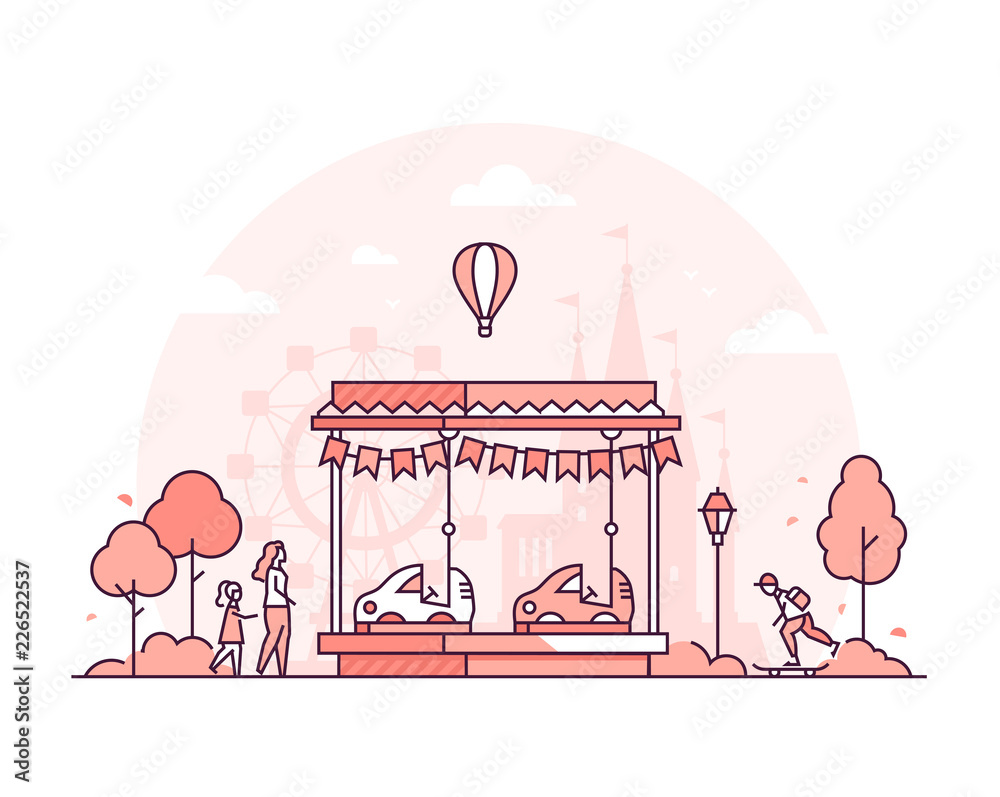 Carousel - thin line design style vector illustration Stock Vector ...