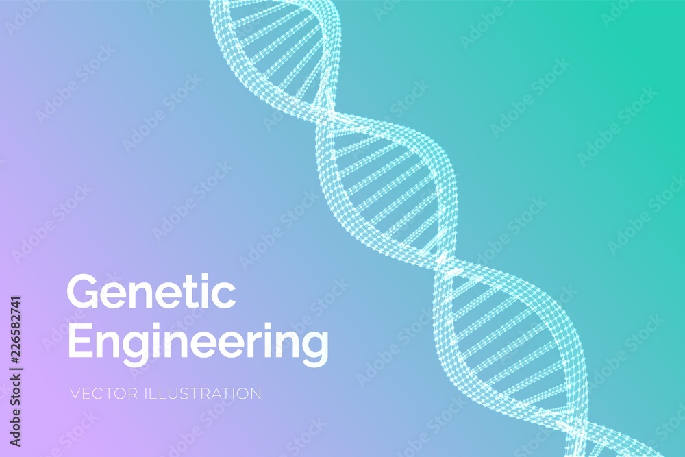 Vector de Stock DNA sequence. Wireframe DNA molecules structure mesh ...