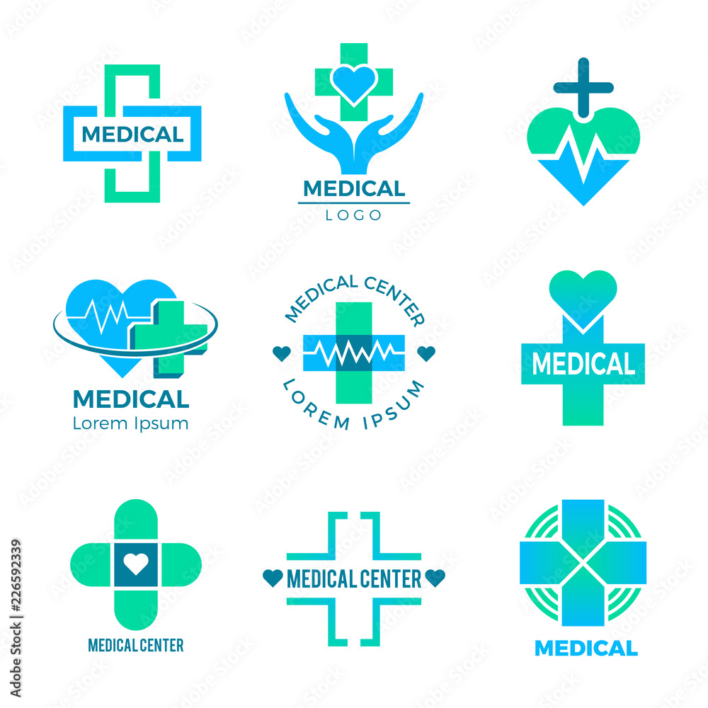 Health symbols. Medical signs for logo clinic healthcare design cross ...