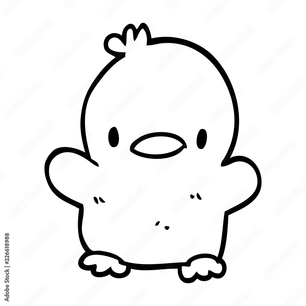 cute line drawing cartoon chick Stock Vector | Adobe Stock