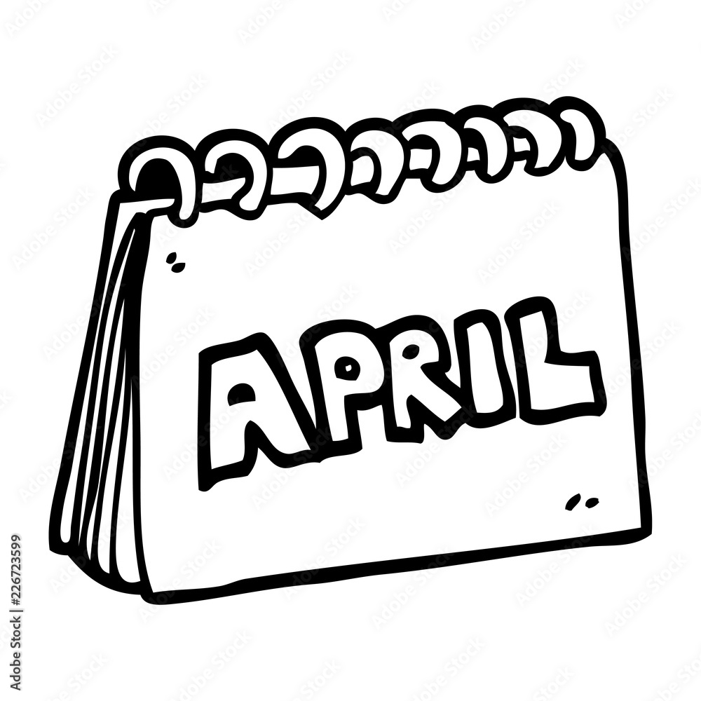 line drawing cartoon calendar showing month of april Stock Vector ...
