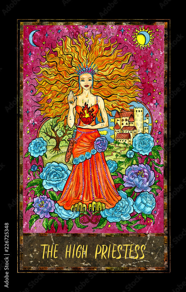 High Priestess. Major Arcana tarot card. The Magic Gate deck. Fantasy ...