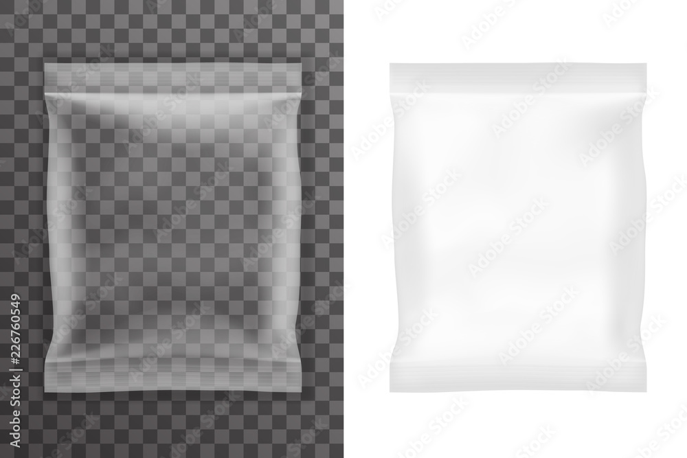 Transparent background plastic empty food packaging bag icon realistic ...