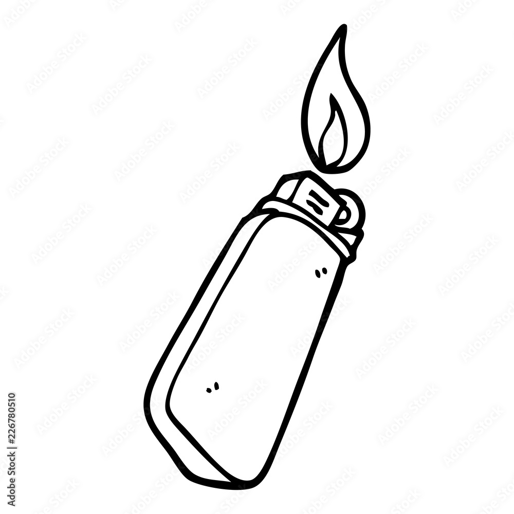 line drawing cartoon disposable lighter Stock Vector | Adobe Stock