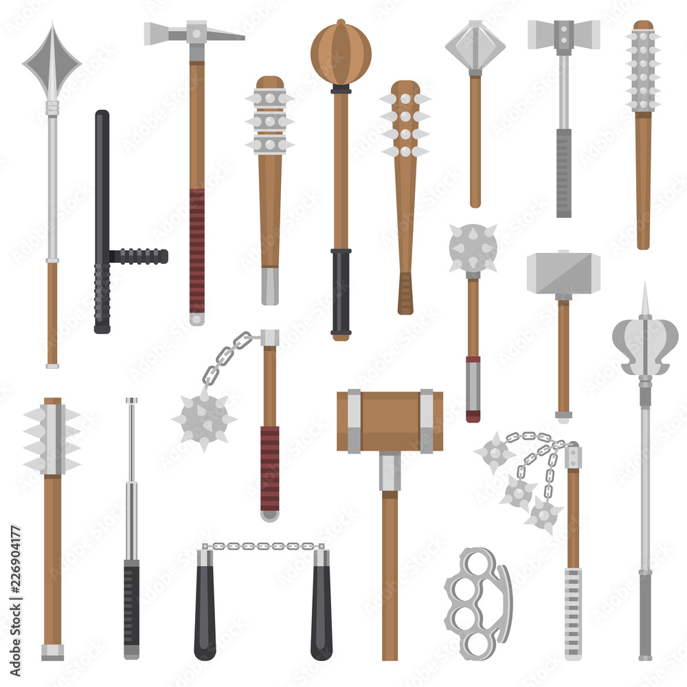 Medieval weapons vector ancient protection warrior and antique metal ...