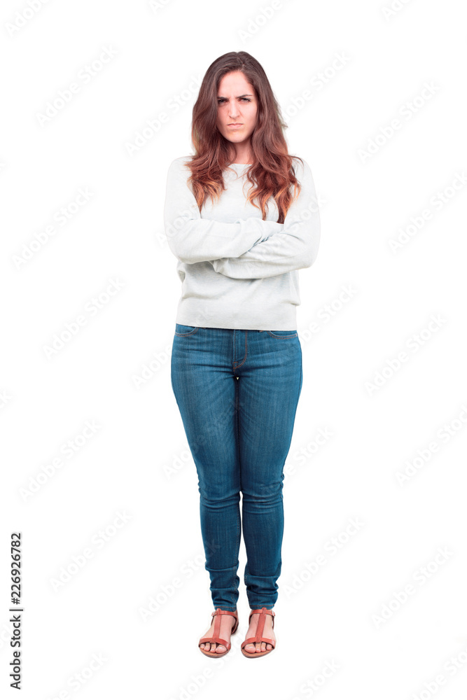 young pretty girl full body looking angry, unhappy and frustrated ...