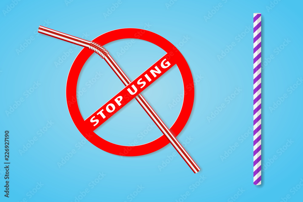 stop using plastic straws sign. zero waste and plastic free concept ...
