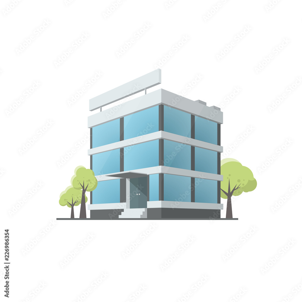 Office building in cartoon style. Illustration isolated on white ...