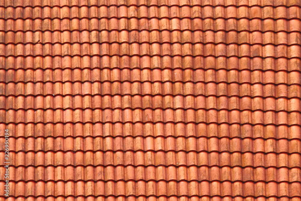 Roofing texture. Red corrugated tile element of roof. Seamless pattern ...