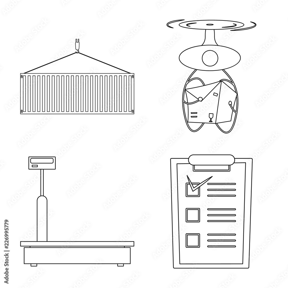 Vector illustration of goods and cargo icon. Collection of goods and ...