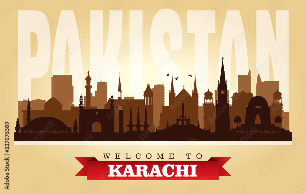 Karachi Pakistan city skyline vector silhouette Stock Vector | Adobe Stock