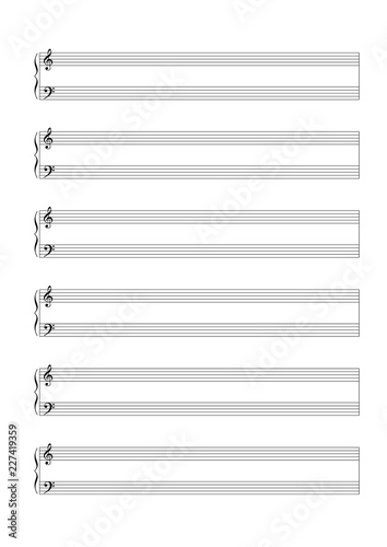 Blank Sheet Music Sheet for the notation of a voice or solo instruments ...