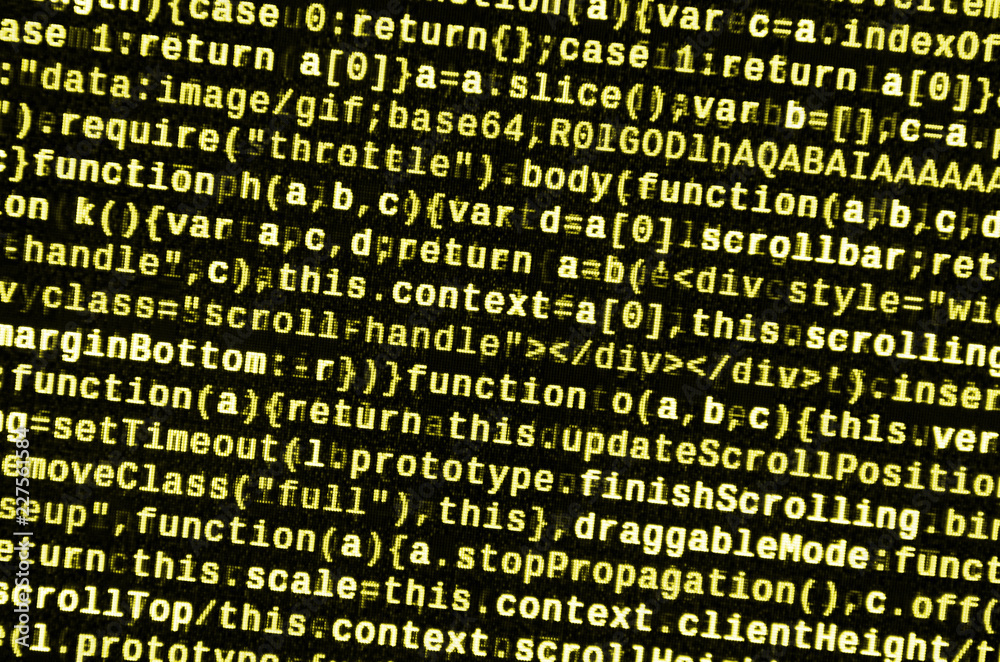 Computer program preview. Programming code typing. Information technology website coding ...