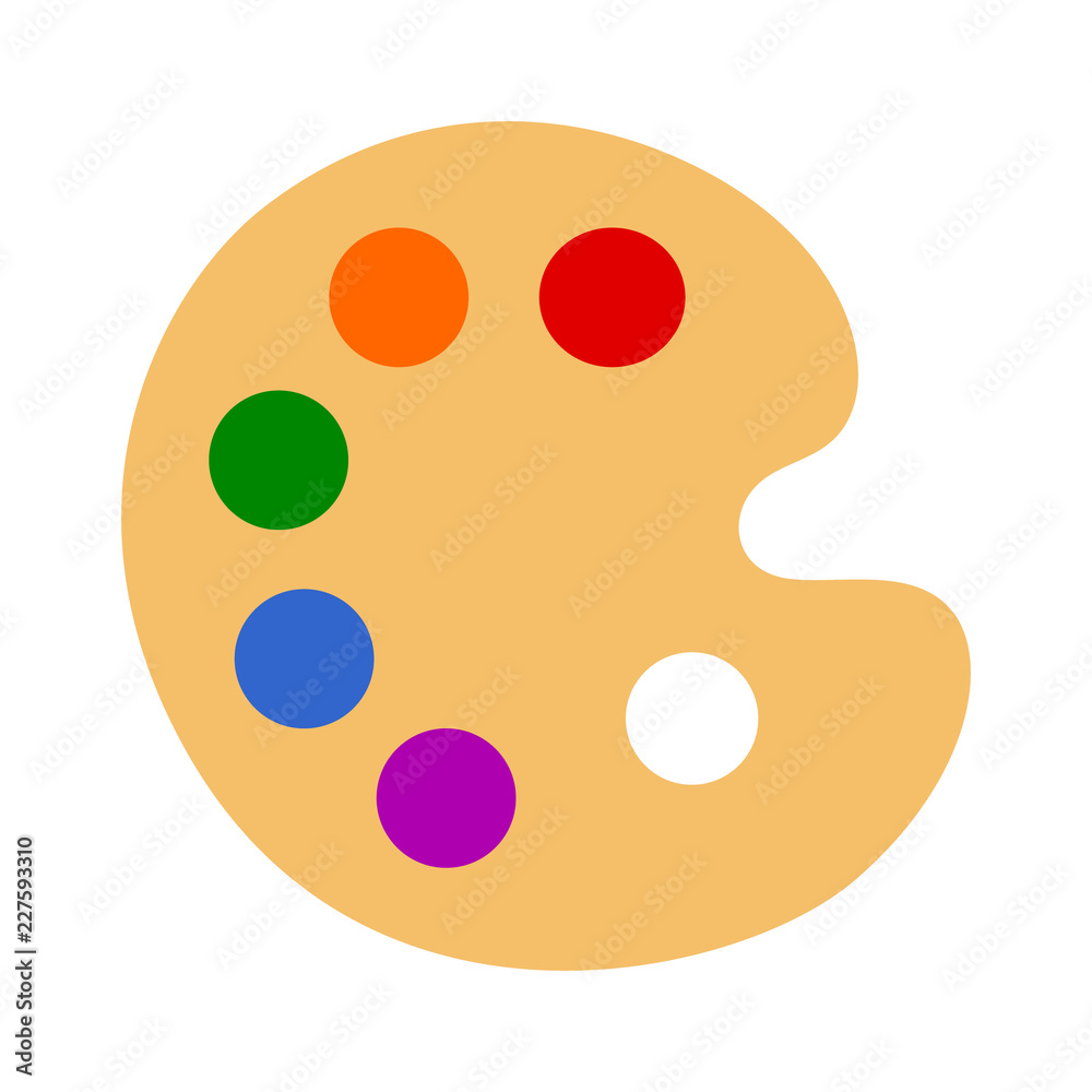 Image vectorielle Stock Color palette with colorful paint swatches for art and painting flat vector icon for apps and websites Adobe Stock