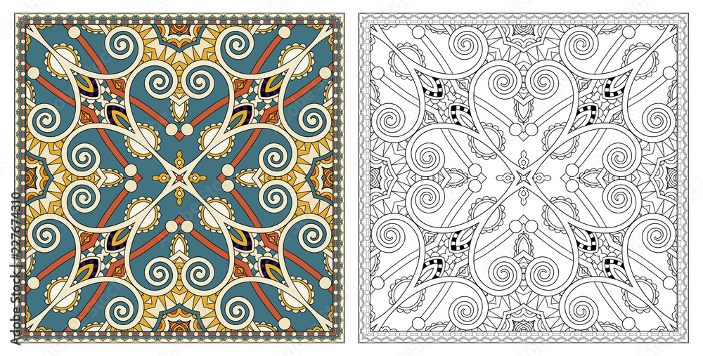 coloring pages, coloring book for adults, authentic carpet desig Stock ...