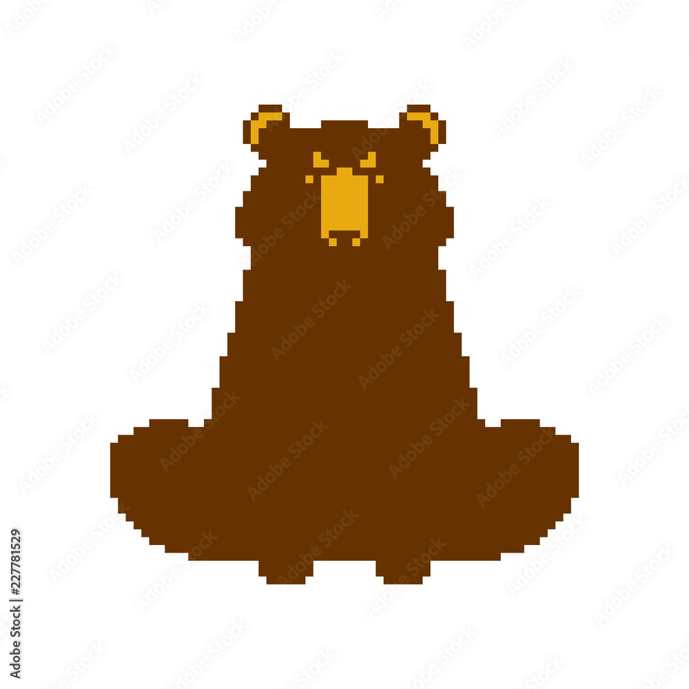 Bear pixel art. Beast 8 bit. Vector illustration Stock Vector | Adobe Stock