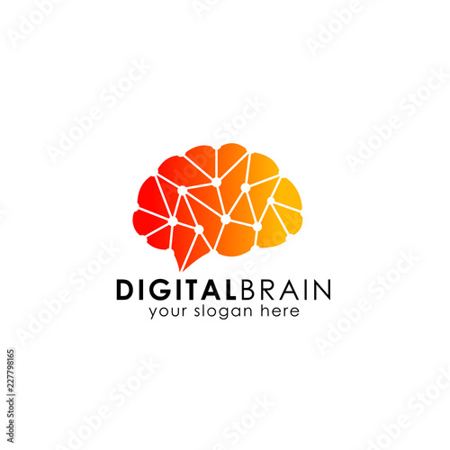 brain connection logo vector icon. digital brain. brain hub logo design ...