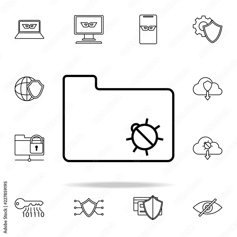 beetle in a folder icon. Virus antivirus icons universal set for web ...