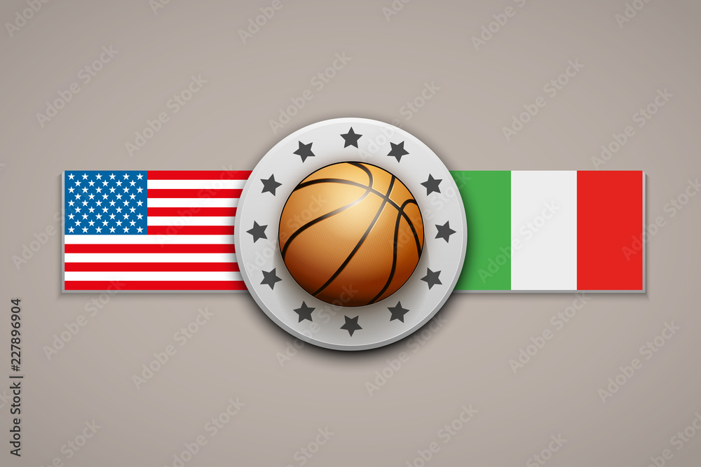 Premium Basketball Label with team flag. The symbol of competition and ...