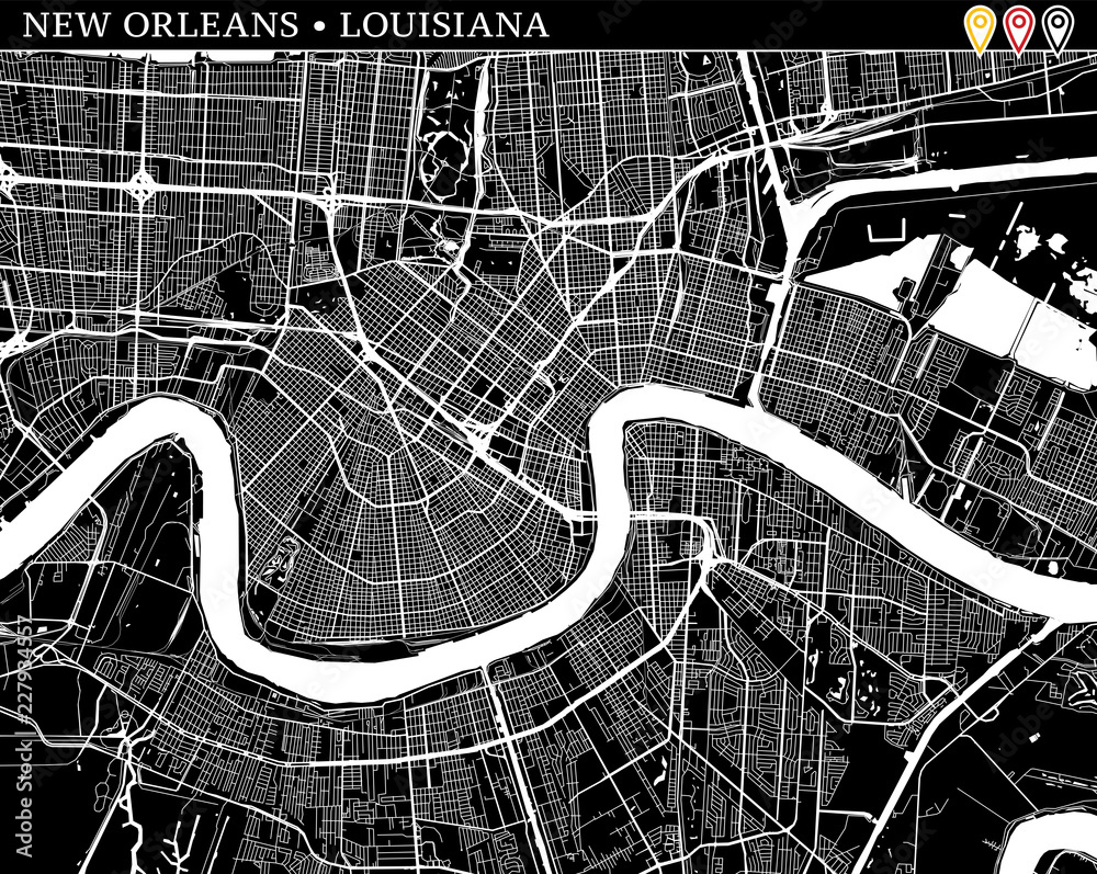 Simple map of New Orleans, Louisiana Stock Vector | Adobe Stock