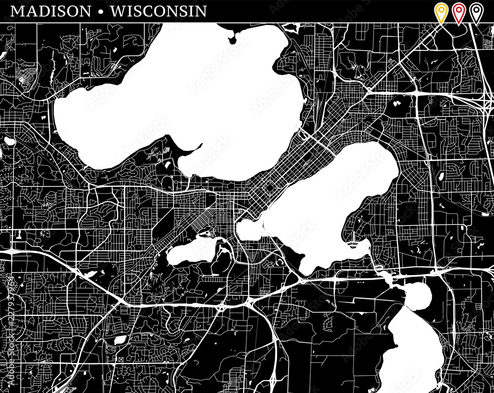 Simple map of Madison, Wisconsin Stock Vector | Adobe Stock