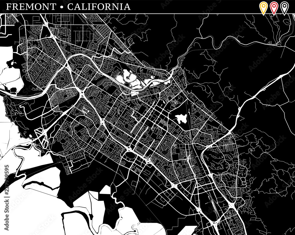 Simple map of Fremont, California Stock Vector | Adobe Stock