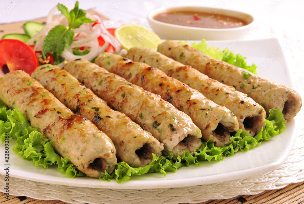 Chicken Seekh Kabab, Chicken Reshmi Kebab Stock Photo | Adobe Stock