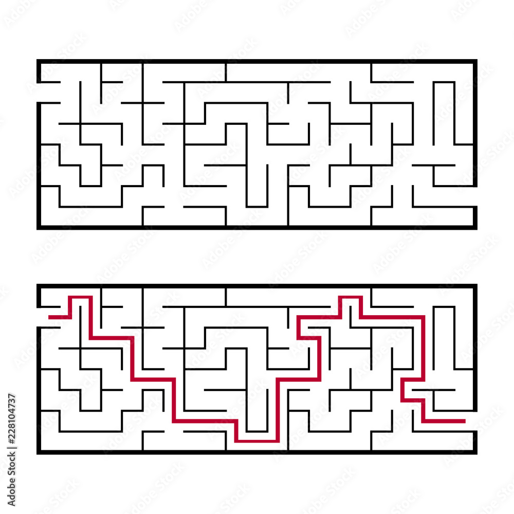Black rectangular labyrinth with an input and an exit. An interesting and useful game for ...