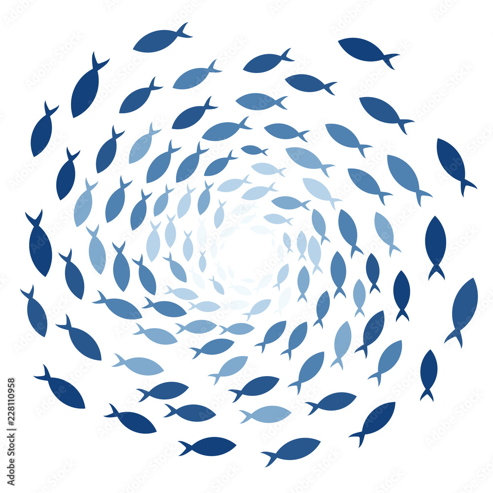 School of fish. Clipart image isolated on white background Stock Vector ...