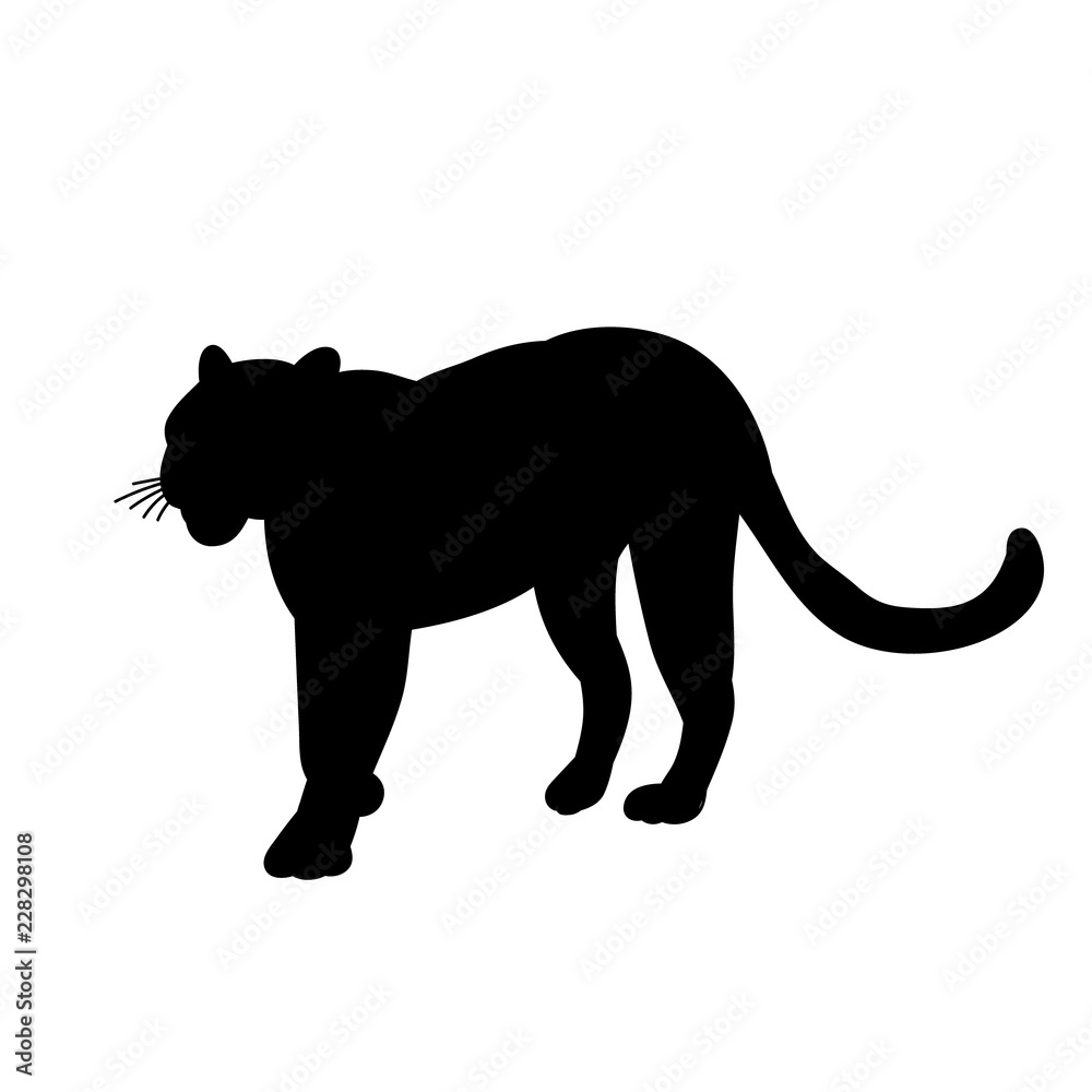 white background, icon silhouette jaguar running Stock Vector | Adobe Stock