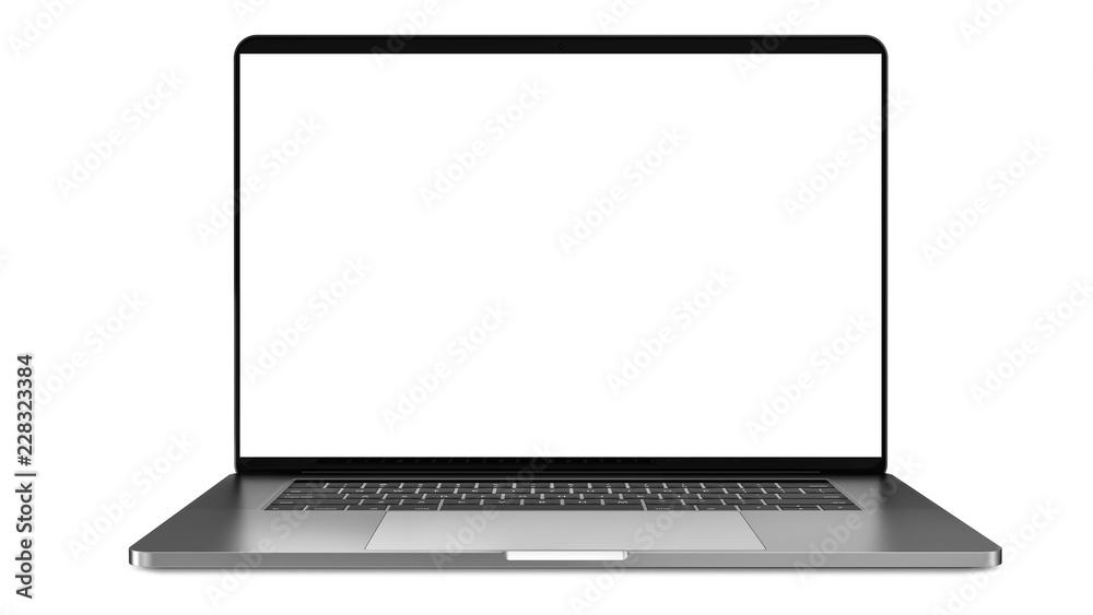 Laptop a rectangular screen for inserting images, isolated on white ...