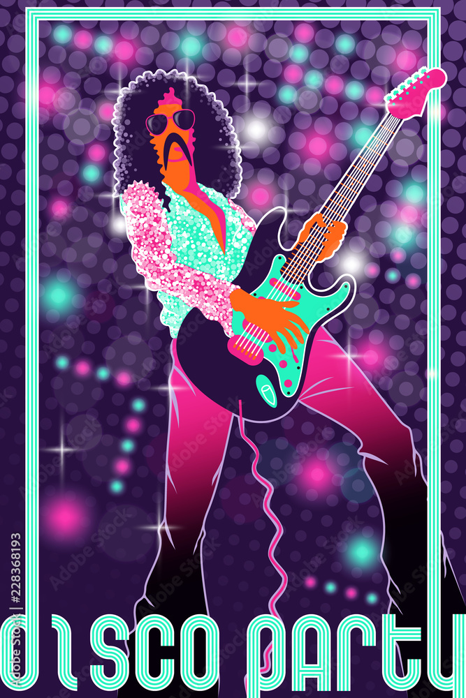 Disco party invitation card. Handmade drawing vector poster. Stock ...