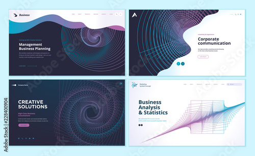 Set Of Web Page Design Templates With Abstract Background For Business