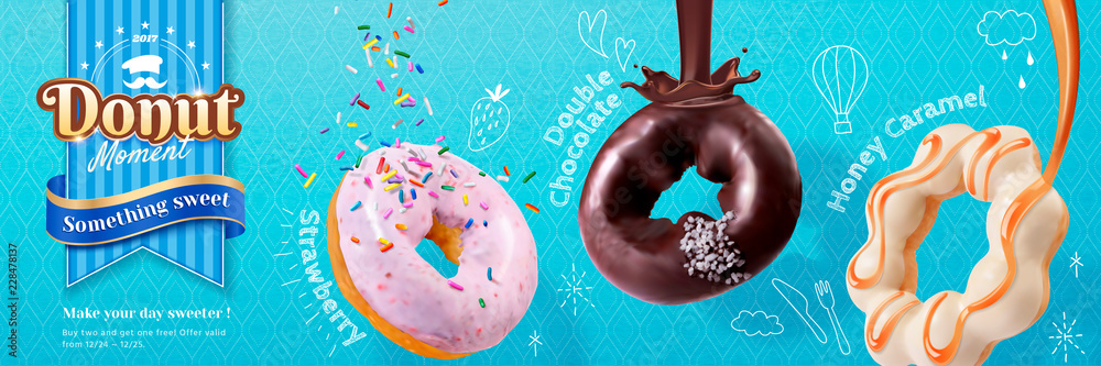 Donut banner ads Stock Vector | Adobe Stock