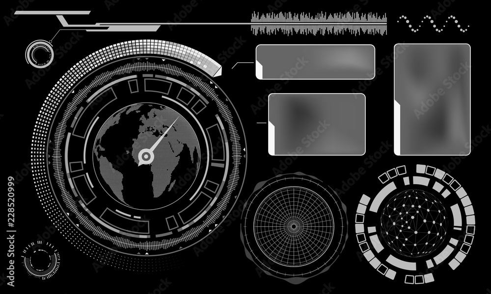 Design of HUD menu user interface. Set futuristic dashboard isolated on ...