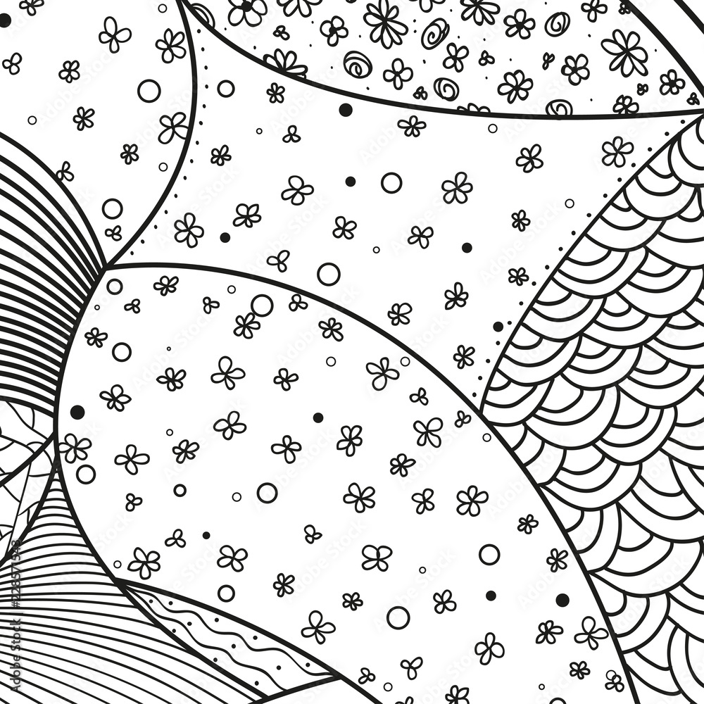 Square pattern on white. Zentangle. Hand drawn mandala on isolated ...