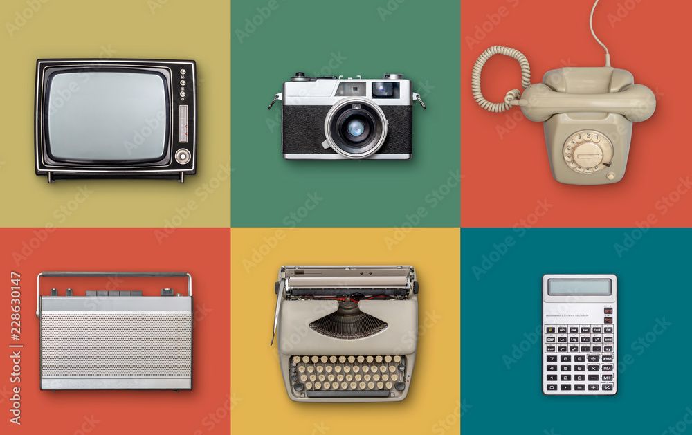 retro seventies technology background Stock Photo | Adobe Stock