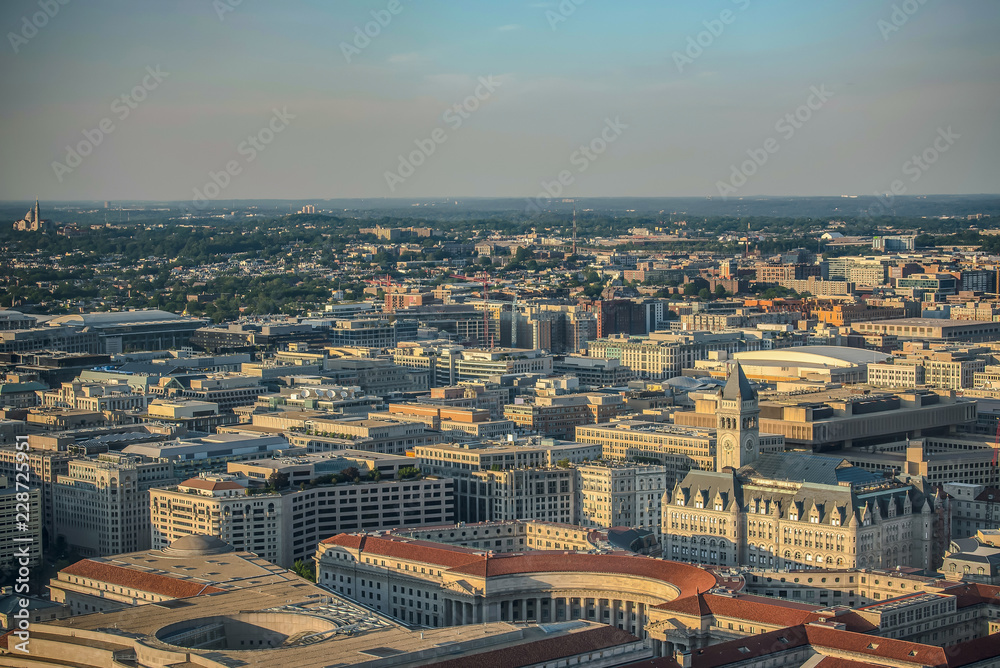 Arial view (above) of Downtown Washington, DC Government departments ...