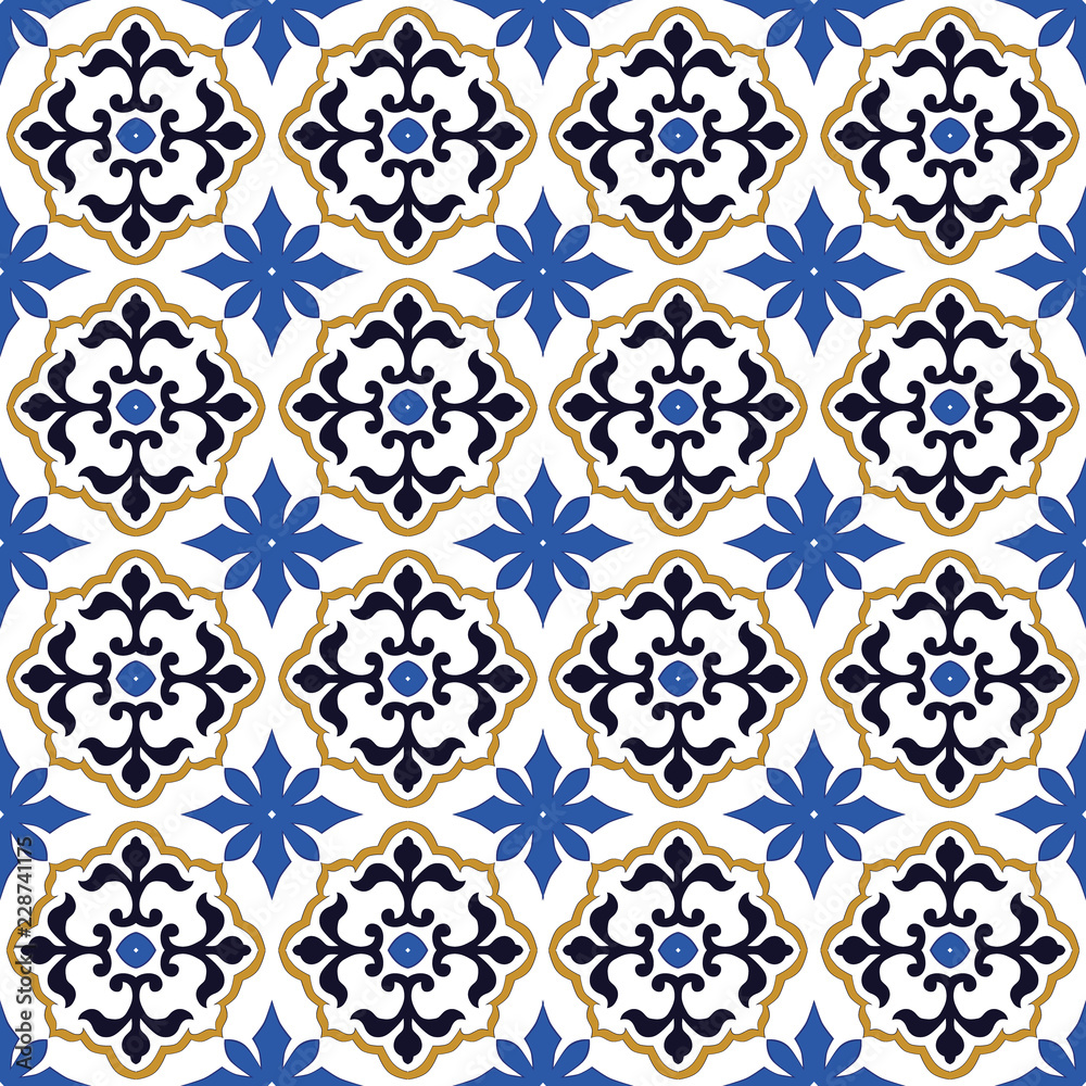 Spanish tiles pattern Stock Vector | Adobe Stock