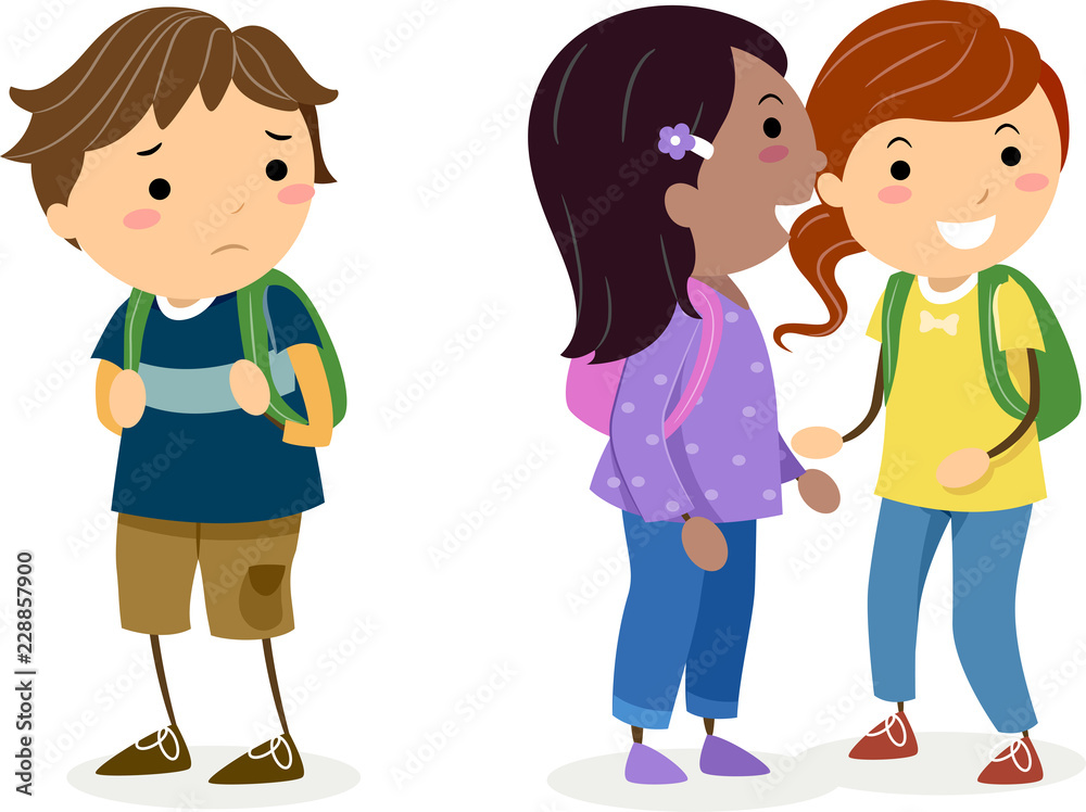 Stickman Kids Gossiping Illustration Stock Vector | Adobe Stock