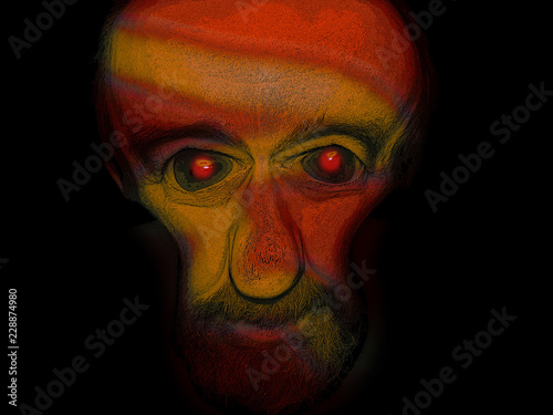 Scary halloween face with piercing red eyes Stock Illustration | Adobe ...