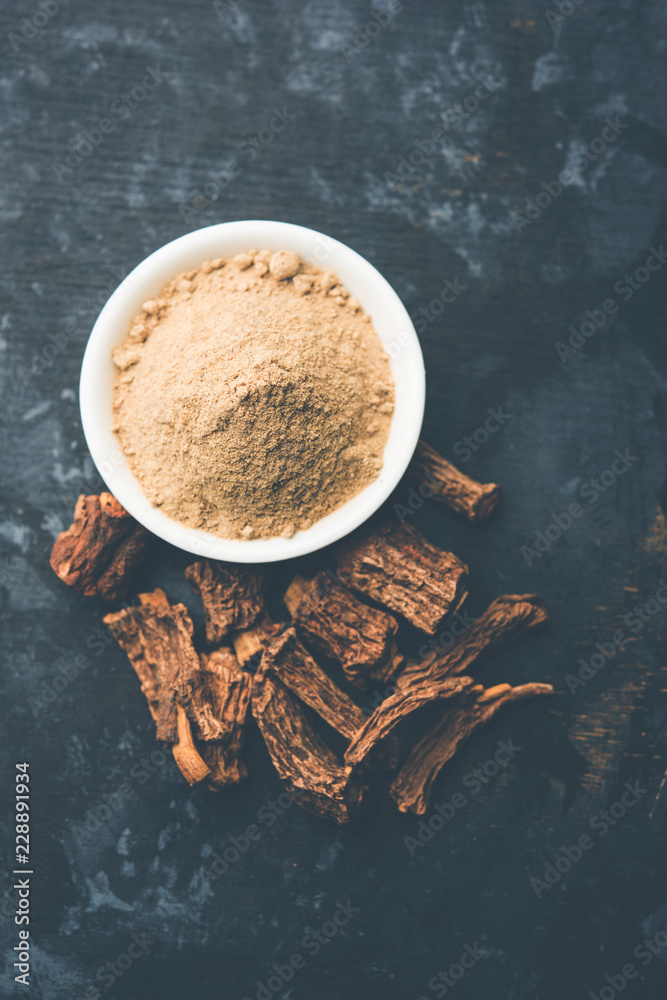 Hemidesmus indicus also known as Ananthamoola or Naruneendi or Nannari ...