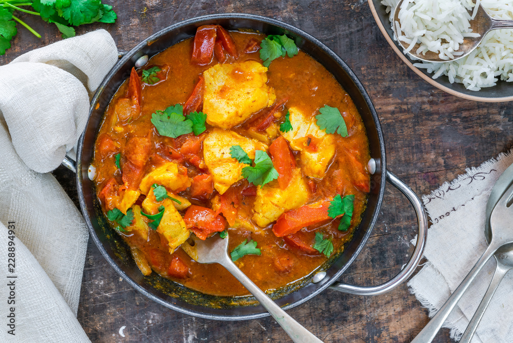 Fish Mappas - Kerala style coconut fish curry with rice. It's a popular ...