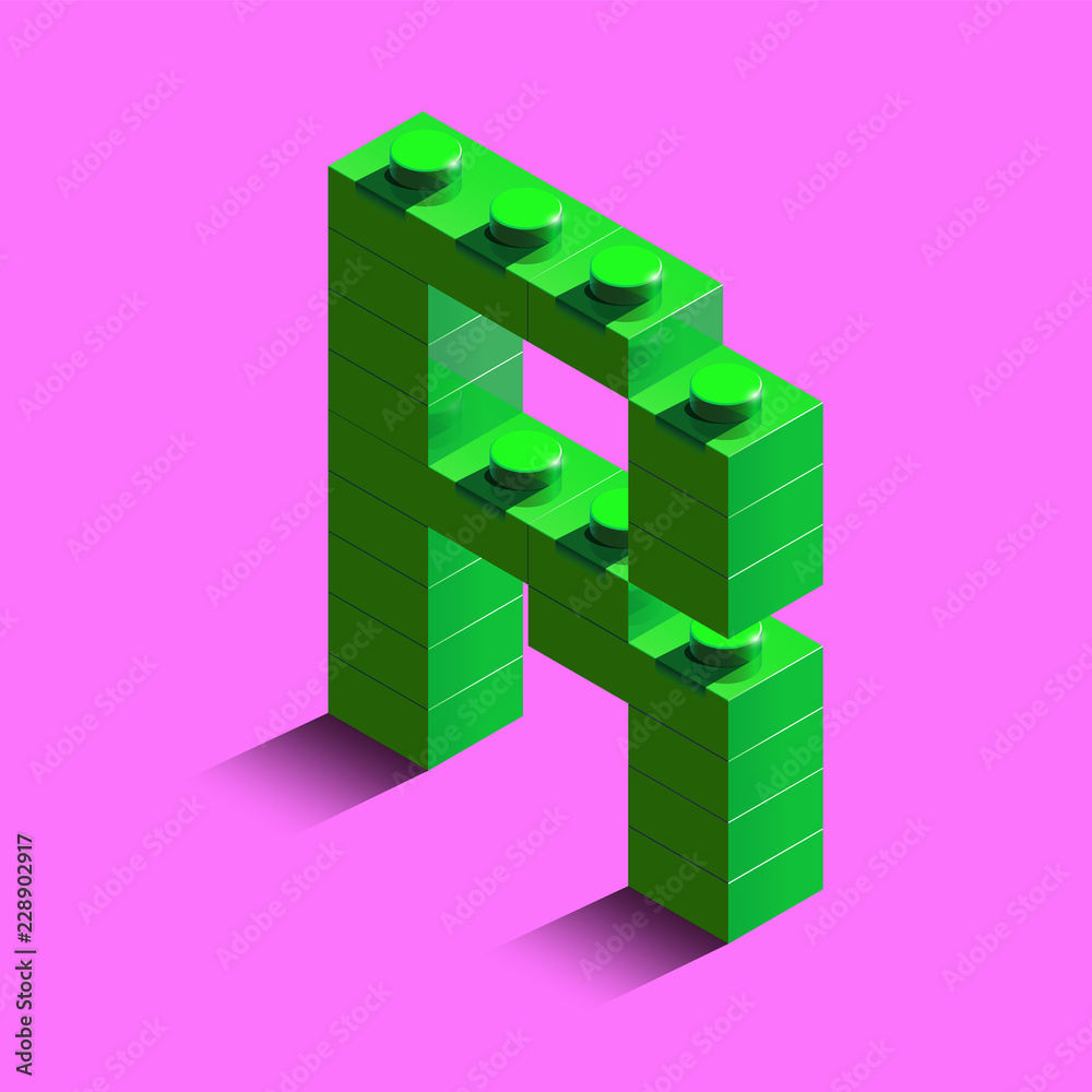 Realistic red 3d isometric letter R of the alphabet from constructor ...