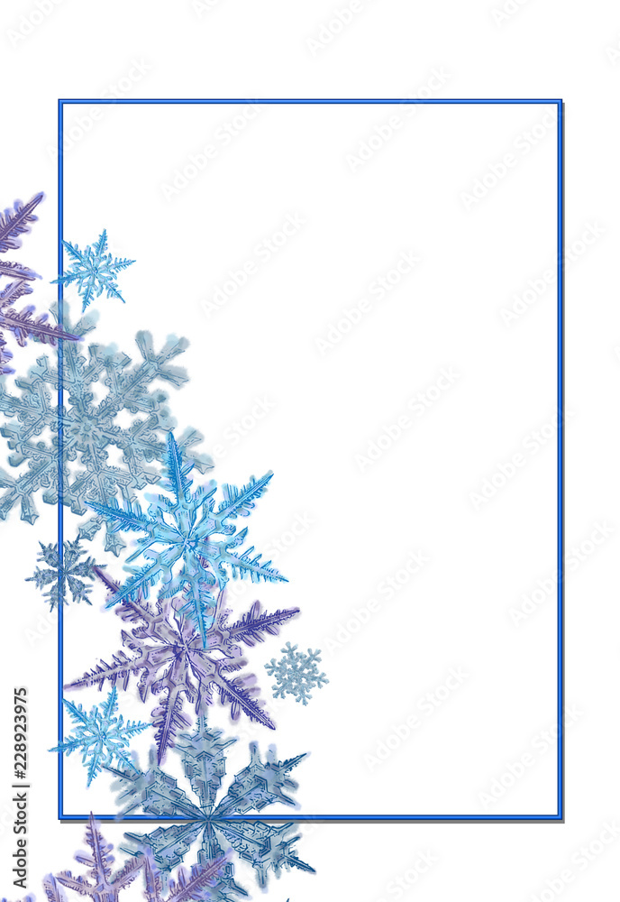 Rectangular Frame Template Decorated with Snowflake Wreath and Shadow ...