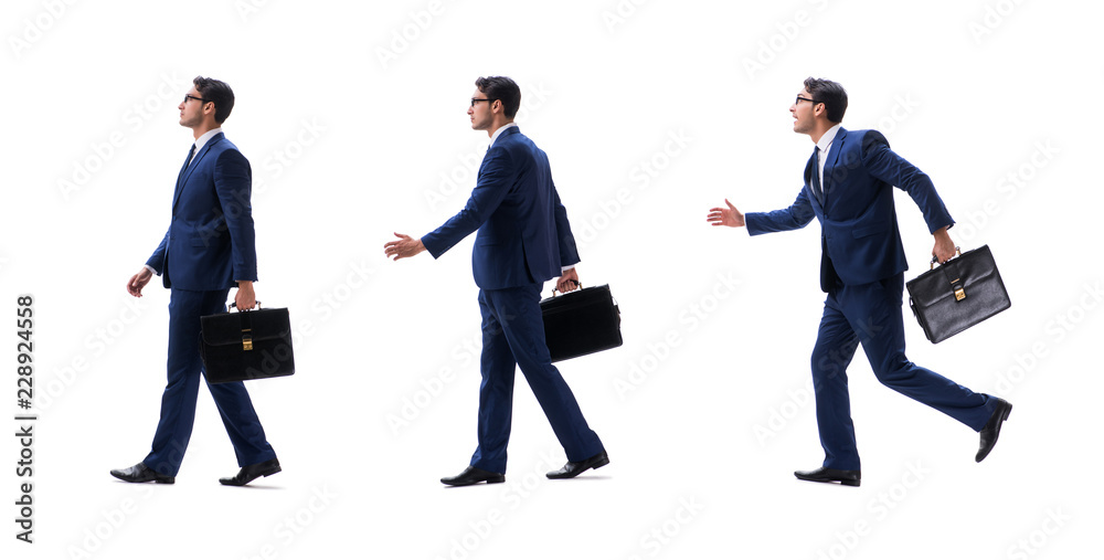Businessman walking standing side view isolated on white backgro Stock ...
