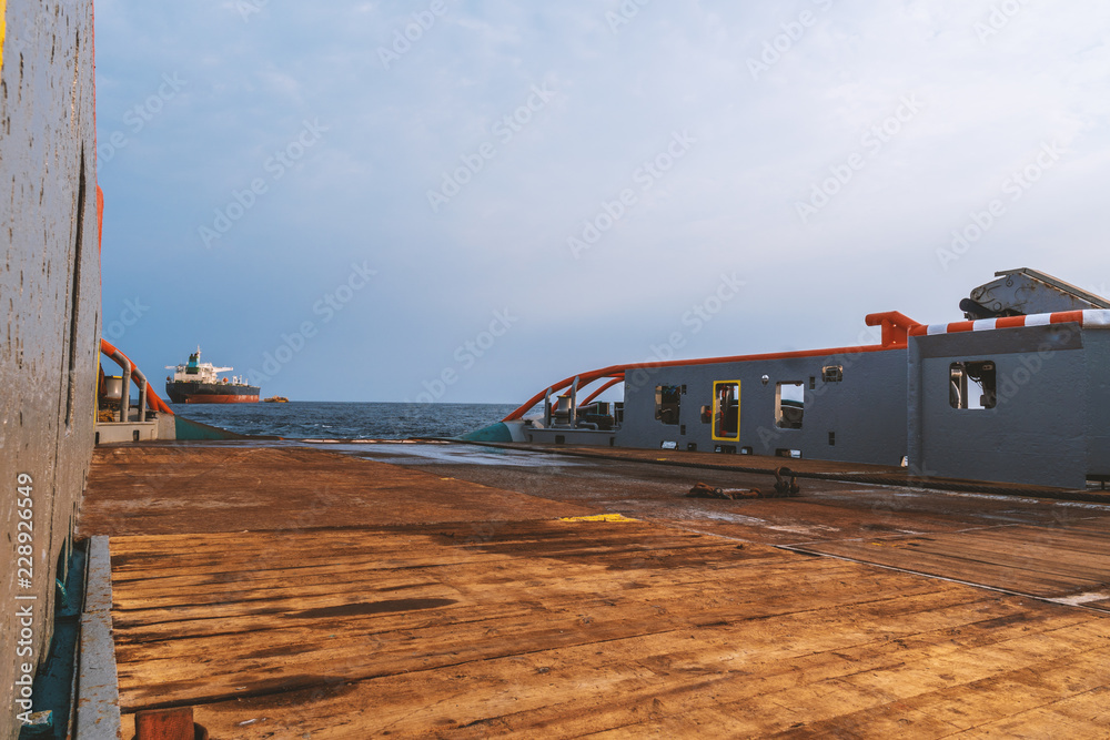 Anchor-handling Tug Supply AHTS vessel during dynamic positioning DP ...